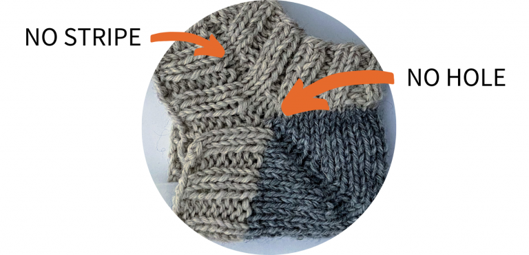 No Hole Contrasting Color Short Row Heel [Pattern with Calculator]